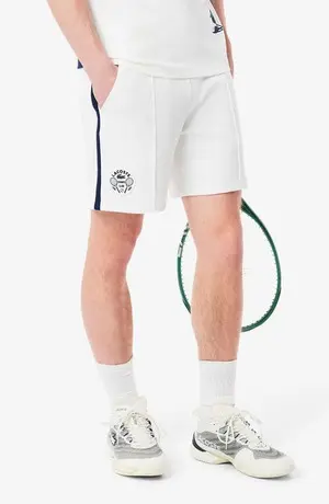 Lacoste Performance Piqué Tennis Shorts - 522 White/ Navy Blue
