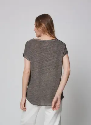 Majestic Filatures Linen-silk Semi-relaxed V-neck Top
