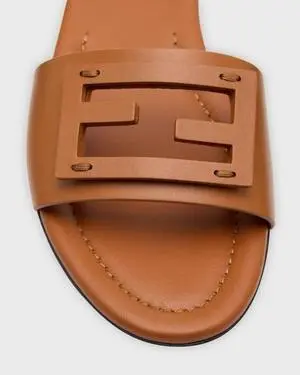 Fendi Baguette Ff Tube Medallion Flat Sandals - Brown
