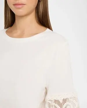 Kobi Halperin Floral Lace-cuff Cotton T-shirt - Ivory