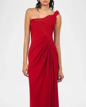 GAURAV GUPTA Erytheia Sculpted One-shoulder Gown - Red
