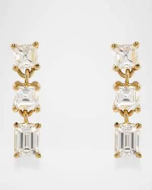 AZLEE 18k Diamond Dangle Earrings - Yellow Gold