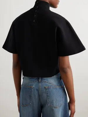 Alaïa Cropped Cotton-jersey Turtleneck T-shirt