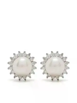 HZMER JEWELLERY Pearl Stud Earrings - Silver