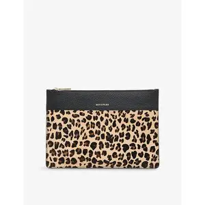 Whistles Leopard-print Paneled Leather Clutch