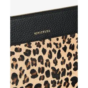 Whistles Leopard-print Paneled Leather Clutch