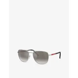 Prada Ps 54zs Pilot-frame Steel Sunglasses - Silver