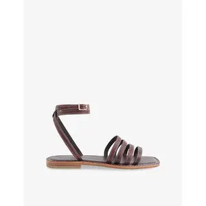 Whistles Bruna Strappy Leather Flat Sandals - Plum/claret
