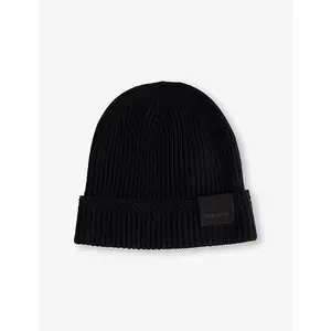 TOM FORD Logo-patch Ribbed Cashmere Beanie - Black