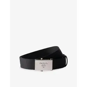 Prada Logo-plaque Cotton Belt - Black