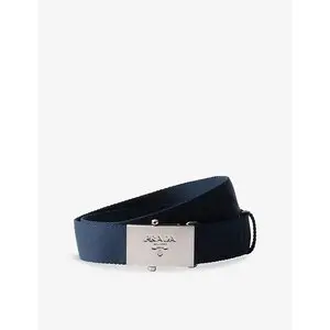 Prada Logo-plaque Cotton Belt - Blue