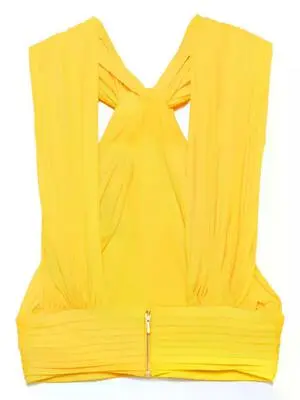 HERVE L. LEROUX Ruched Multiway Cropped Top - Yellow