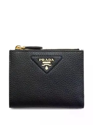 Prada Small Textured Leather Wallet - Black