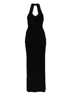 HERVE L. LEROUX Open Neck Draped Midi Dress