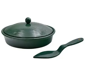 TEMP-TATIONS As Is Woodland Covered Pie Dish W/ Server - One-color