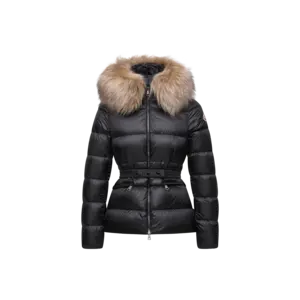 Moncler Moncler Boed Hooded Down Jacket With Shearling Trim Black