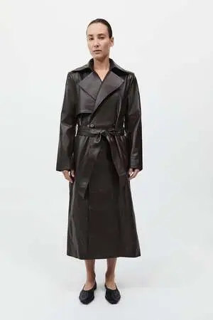 ST. AGNI Leather Trench Coat