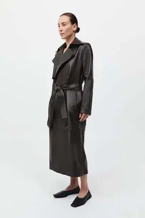 ST. AGNI Leather Trench Coat