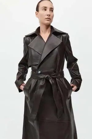 ST. AGNI Leather Trench Coat