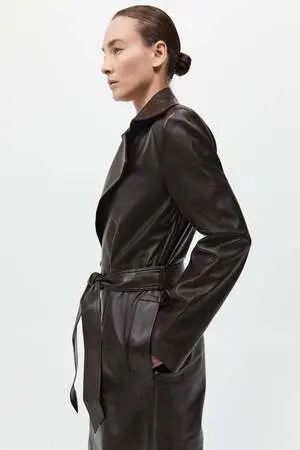 ST. AGNI Leather Trench Coat