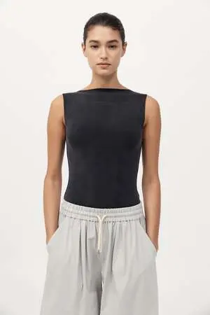 ST. AGNI Cupro Jersey Sleeveless Top - Black