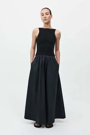 ST. AGNI Bateau Cut Out Maxi Dress - Black