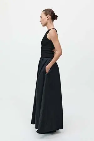ST. AGNI Bateau Cut Out Maxi Dress - Black