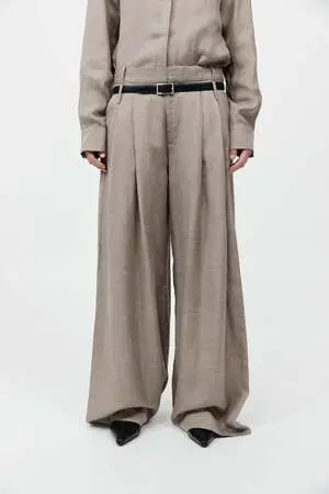 ST AGNI Melange Double Loop Wide Leg Trousers