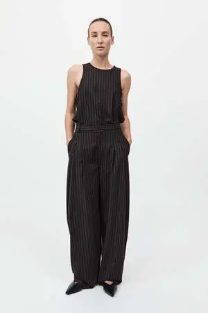 ST AGNI Wool Pinstripe Tapered Pants