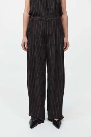 ST AGNI Wool Pinstripe Tapered Pants