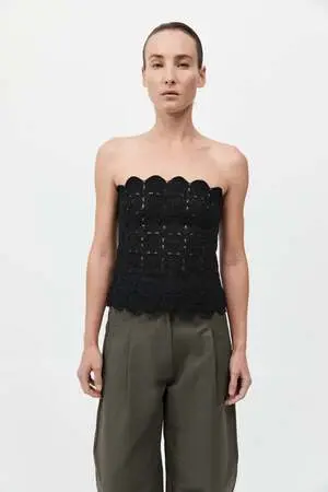 ST. AGNI Doily Strapless Crochet Top