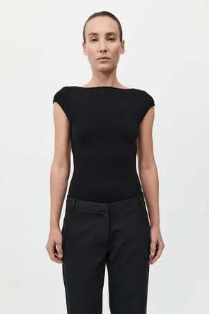 ST. AGNI Sculpted Ballet Knit Top - Black