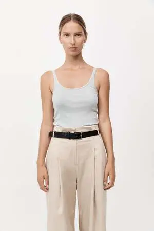 ST. AGNI Organic Cotton Slim Scoop Tank - Silver