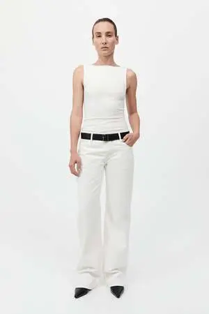 ST. AGNI Rib Bateau Cut Out Top - White