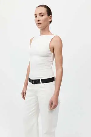 ST. AGNI Rib Bateau Cut Out Top - White
