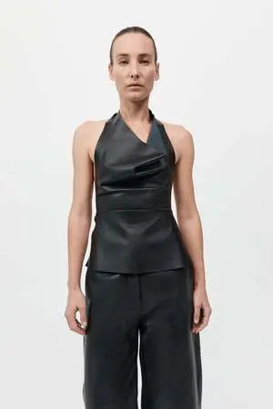 ST. AGNI Leather Tie Top