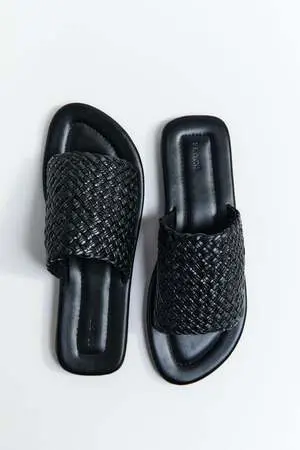 ST. AGNI Woven Leather Slides