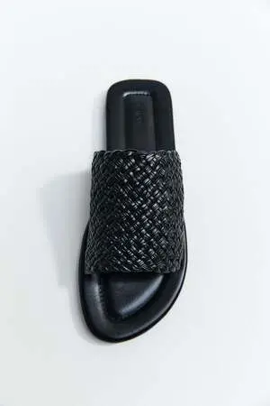 ST. AGNI Woven Leather Slides