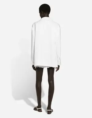 Dolce & Gabbana Floral Embroidered Cotton Miniskirt With Rhinestones
