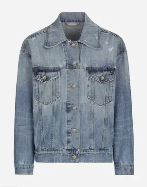 Dolce & Gabbana Denim Jacket With Branded Plate - Blue