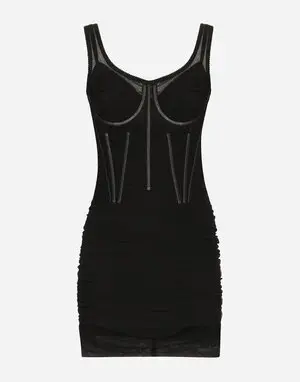 Dolce & Gabbana Short Tulle Dress With Corset - Black