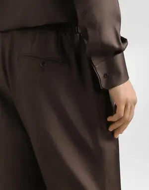 Dolce & Gabbana Silk Twill Jogging Trousers - Brown