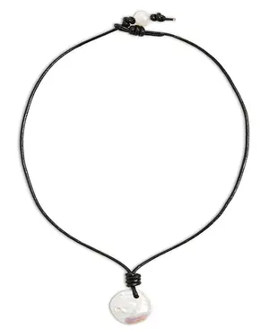 Shashi Clea Cord Pearl Necklace - Black/pearl