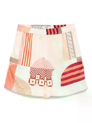Fendi Patchwork-print Silk Shorts