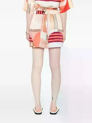 Fendi Patchwork-print Silk Shorts