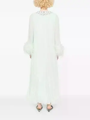 SELF-PORTRAIT Feather-trim Chiffon Dress - Green