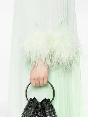 SELF-PORTRAIT Feather-trim Chiffon Dress - Green