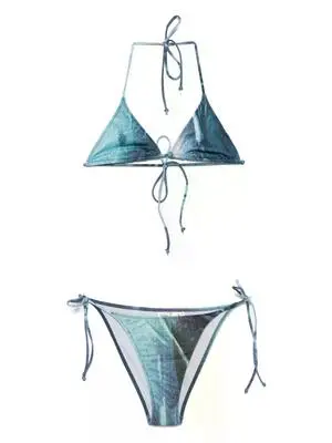 JEAN PAUL GAULTIER Water Printed Two-piece Bikini - Blue