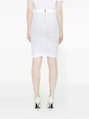 Balmain Buttoned Tweed Midi Skirt - Blue