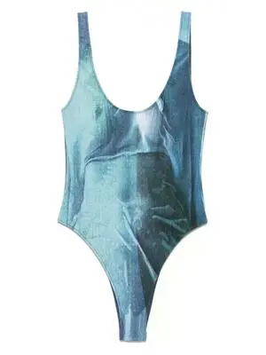 Jean Paul Gaultier Abstract-print One-piece Swimsuit - Blue